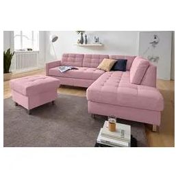 Sit & More Ecksofa SIT & MORE "Picasso L-Form" Sofas Gr. B/H/T: 233cm x 80cm x 196cm, Struktur fein, Ottomane rechts, mit Bettfunktion-mit Bettkasten, rosa (flamingo) wahlweise mit Bettfunktion und Bettkasten