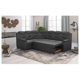 Ecksofa COTTA "Marcus L-Form" Sofas Gr. B/H/T: 263cm x 99cm x 211cm, Kunstleder SOFTLUX, langer Schenkel rechts-Bettfunktion rechts, Mit Bettfunktion-mit Schubkasten, grau (fango) Bequemes Ecksofa in klassischem Design mit hoher Rückenlehne