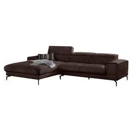 Ecksofa W.Schillig "piedroo" Sofas Gr. B/H/T: 303 cm x 70 cm x 193 cm, Stoff S37, Longchair links, mit Kopfteilverstellung-ohne Sitztiefenverstellung, braun (espresso s37) Kopfteilverstellung, wahlweise mit Sitztiefenverstellung, Breite 303cm