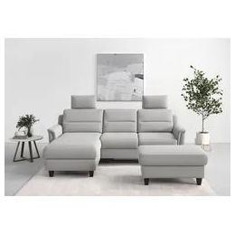 Sit & More Ecksofa SIT & MORE "Farö L-Form", silber, B:234cm H:90cm T:168cm, Sofas, inklusive Federkern, wahlweise mit Bettfunktion und Bettkasten