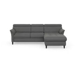 Sit & More Ecksofa SIT & MORE "Marano L-Form" Sofas Gr. B/T: 257cm x 166cm, Luxus-Microfaser ALTARA NUBUCK, mega-Recamiere rechts, ohne Bettfunktion-ohne Bettkasten-inklusive Kopfteilverstellung-Fußfarbe: matt schwarz, grau (steel) inklusive Kopfteilverstellung, wahlweise mit Bettfunktion, Bettkasten