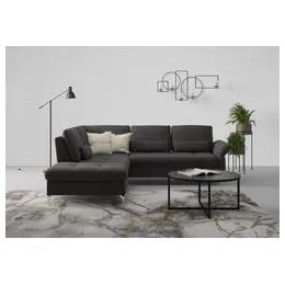 Ecksofa Inosign "Palm Beach L-Form" Sofas Gr. B/H/T: 259cm x 89cm x 224cm, Luxus-Microfaser Euphoria, Ottomane links, mit Sitztiefenverstellung-ohne Bettfunktiom-ohne Stauraum-ohne Armteilverstellung, grau (fango) Federkern, mit Sitztiefenverstellung, wahlweise Bettfunktion