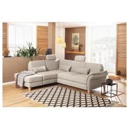 Ecksofa Home Affaire "Palace L-Form" Sofas Gr. B/H/T: 259 cm x 89 cm x 225 cm, Struktur, Ottomane links, mit Bettfunktion-mit Stauraum, beige (natur) incl. Sitztiefenverstellung, wahlweise mit Bettfunktion und Stauraum