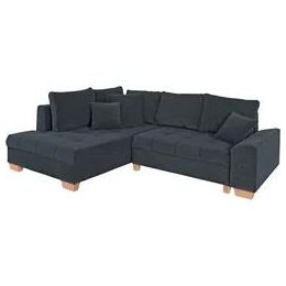 Ecksofa Inosign "Nikita II, L-Form" Sofas Gr. B/H/T: 240cm x 86cm x 186cm, Aqua Clean Pascha, Ottomane links, Mit Kaltschaum-ohne Funktion, blau (blaugrau) mit Kaltschaumpolsterung, wahlweise Bett und Bettkasten