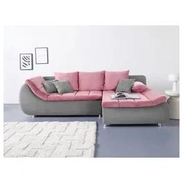 Ecksofa Inosign "Imola L-Form" Sofas Gr. B/H/T: 271cm x 90cm x 104cm, Microfaser-Struktur, Recamiere rechts, mit Bettfunktion und Bettkasten, lila (hellgrau/brombeer)