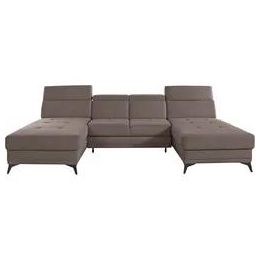 Wohnlandschaft Inosign "Cardiz U-Form" Sofas Gr. B/H/T: 296 cm x 83 cm x 173 cm, Luxus-Microfaser Paris, gleichschenklig, ohne Bettfunktion-ohne Bettkasten, grau (taupe) inkl.Kopfteilverstellung und Federkern wahlweise mit Bettfunktion