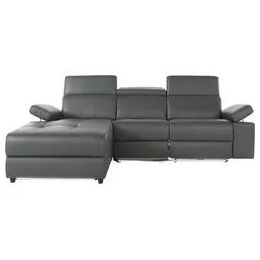 Ecksofa Places of Style "Kilado, L-Form", grau, B:259cm H:98cm T:163cm, Echtleder/Kunstleder, Sofas, mit Relaxfunktion, verstellbarer Armlehne, Kopfteilverstellung