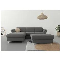 Sit & More Ecksofa SIT & MORE "Apulia L-Form" Sofas Gr. B/H/T: 250cm x 78cm x 185cm, Struktur weich, Recamiere links, ohne Bettfunktion-ohne Bettkasten-mit Armteilverstellung-mit Kopfteilverstellung, grau wahlweise Bettfunktion, Bettkasten und Kopf- Armteilverstellung