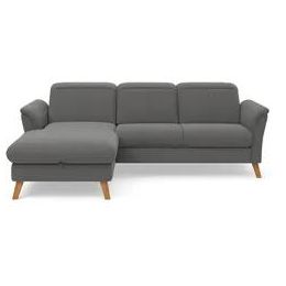 Sit & More Ecksofa SIT & MORE "Romero L-Form" Sofas Gr. B/H/T: 245cm x 91cm x 178cm, Struktur weich, Recamiere links, mit Federkern-mit Kopfteilverstellung-mit Bettfunktion-mit Bettkasten-ohne motorische Relaxfunktion, grau wahlweise mit oder ohne Relax-Funktion, Bettfunktion, Bettkasten