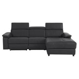 Ecksofa Home Affaire "Binado, L-Form" Sofas Gr. B/T: 252cm x 164cm, Echtleder-Kunstleder, Recamiere rechts, mit motorischer Relaxfunktion-mit USB-Anschluss, schwarz mit manueller oder elektrischer Relaxfunktion USB-Anschluss