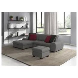 Sit & More Ecksofa SIT&MORE "Luxor L-Form" Sofas Gr. B/H/T: 275 cm x 82 cm x 173 cm, Struktur fein, mega-Recamiere links, mit Bettfunktion-mit Bettkasten-mit Kopfteilverstellung, grau wahlweise mit Bettfunktion, Bettkasten und Kopfteilverstellung