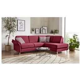 Sit & More Ecksofa SIT & MORE "Clio L-Form" Sofas Gr. B/H/T: 254cm x 89cm x 190cm, Luxus-Microfaser ALTARA NUBUCK, Ottomane rechts, ohne Bettfunktion-ohne Bettkasten, rot (bordeaux) wahlweise mit Bettfunktion und Bettkasten, inklusive Federkern