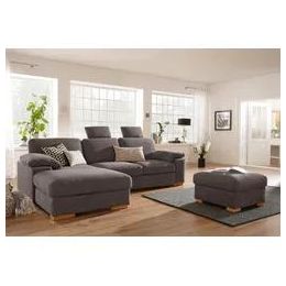 Ecksofa Home Affaire "Ventura L-Form", braun (espresso), B:277cm H:86cm T:172cm, Luxus-Microfaser in Lederoptik (100% Polyester), Struktur (100% Polyester), Luxus-Microfaser (90% Polyester, 10% Polyamid), Sofas, wahlweise mit Bettfunktion und Bettfunktion/Bettkasten