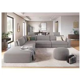 Sit & More Ecksofa SIT & MORE "Cadabra L-Form" Sofas Gr. B/H/T: 356cm x 80cm x 292cm, Samtoptik, Ottomane links, beige (sand) Breite 356 cm, mit Sitztiefenverstellung