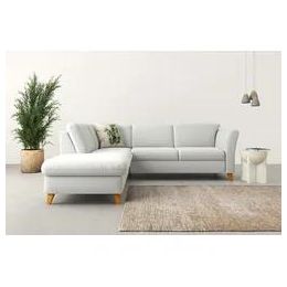 Ecksofa Home Affaire "Trelleborg L-Form" Sofas Gr. B/H/T: 252 cm x 86 cm x 213 cm, Chenille-Optik, Ottomane links, ohne Bettfunktion-ohne Stauraum, grau (hellgrau) Federkern-Polsterung, wahlweise mit Bettfunktion und Stauraum