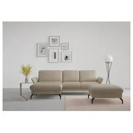 Sit & More Ecksofa SIT & MORE "Fashion L-Form" Sofas Gr. B/H/T: 253cm x 84cm x 165cm, Luxus-Microfaser mit Prägung, Recamiere links, ohne Kopfteilverstellung-ohne Vorziehsitz-mit Metallfuesse schwarz matt, beige wahlweise mit Kopfteilverstellung und Vorziehsitz, motorisch