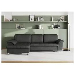 Ecksofa DOMO collection "Franzi Steppung im Sitzbereich B7T/H: 278/162/80 cm, L-Form" Sofas Gr. B/H/T: 278cm x 80cm x 171cm, Luxus-Microfaser, Recamiere links, mit Bettfunktion-mit Bettkasten-mit Kopfteilverstellung, grau (dunkelgrau) wahlweise mit Bettfunktion, Bettkasten und Kopfteilverstellung