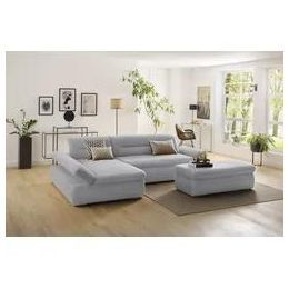 Ecksofa Inosign "Avesa L-Form" Sofas Gr. B/H/T: 300cm x 80cm x 172cm, Struktur weich, Longchair links, ohne Armteilverstellung-ohne Schlaffunktion, grau (hellgrau) Wahlweise mit Armteilvertsellung und Bettfunktion, BTH: 30017280cm