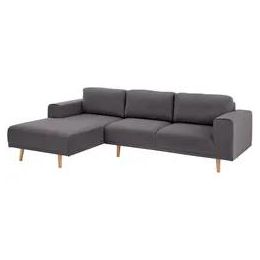 Ecksofa Home Affaire "Lasse L-Form" Sofas Gr. B/H/T: 273cm x 90cm x 167cm, Struktur fein, Recamiere links, grau (anthrazit) im scandinavischen Stil mit Holzfüßen