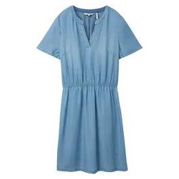Tom Tailor Damen Kleid mit TENCEL(TM) Lyocell, blau, Uni, Gr. 36
