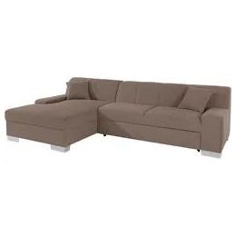 Ecksofa DOMO collection "Bero L-Form" Sofas Gr. B/H/T: 268cm x 74cm x 153cm, Feinstruktur, Recamiere links, ohne Bettfunktion, beige wahlweise mit Bettfunktion