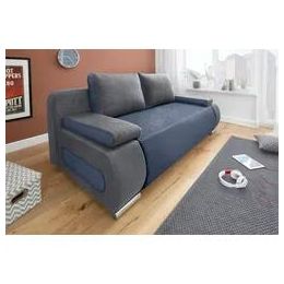 Schlafsofa Collection AB "Moritz" Sofas Gr. B/H/T: 200cm x 85cm x 98cm, Microfaser PRIMABELLE, blau (anthrazit/blau) mit Bettfunktion und Bettkasten, komfortabler Federkern