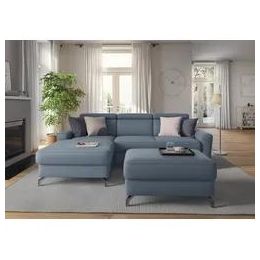 Sit & More Ecksofa SIT & MORE "Scarlett L-Form" Sofas Gr. B/T: 258cm x 172cm, Luxus-Microfaser ALTARA NUBUCK, Recamiere links, Kopfteilverstellung, blau (hellblau) inklusive Kopfteilverstellung, wahlweise mit Bettfunktion, Bettkasten