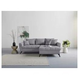 Ecksofa Inosign "Lörby L-Form" Sofas Gr. B/H/T: 246 cm x 90 cm x 170 cm, Luxus-Microfaser weich, Recamiere rechts, Luxus Microfaser weich, grau auch mit Aqua clean-Bezug, feine Steppung im Sitzbereich, lose Kissen