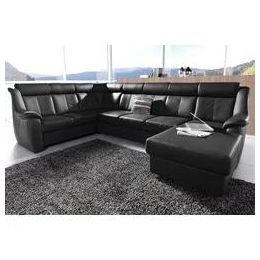 Sit & More Wohnlandschaft SIT & MORE "Basel U-Form" Sofas Gr. B/H/T: 315cm x 98cm x 210cm, Kunstleder SOFTLUX, Recamiere rechts, ohne Relaxfunktion, schwarz wahlweise mit Relaxfunktion