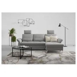 Ecksofa Inosign "Palm Beach L-Form" Sofas Gr. B/H/T: 275cm x 89cm x 175cm, Luxus-Microfaser Euphoria, mega-Recamiere rechts, mit Sitztiefenverstellung-mit Bettfunktion-mit Bettkasten-mit Armteilverstellung, grau Federkern, mit Sitztiefenverstellung, wahlweise Bettfunktion