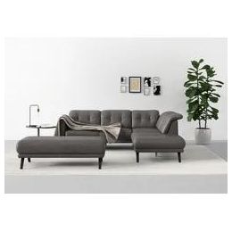 Sit & More Ecksofa SIT & MORE "Scandia L-Form" Sofas Gr. B/H/T: 271cm x 82cm x 214cm, Microfaser, Ottomane rechts, Mit Kopfteilverstellung-Mit Armteilfunktion-Mit schwarzen matten Metallfüßen, grau (anthrazit) Wahlweise mit Kopfteilverstellung und Armteilfunktion