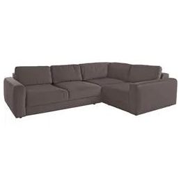 Ecksofa Places of Style "Bloomfield, L-Form" Sofas Gr. B/H/T: 304cm x 84cm x 224cm, Velours, langer Schenkel links, XXL ohne Sitztiefenverstellung, grau (taupe) extra tiefe Sitzfläche, wahlweise mit Sitztiefenverstellung