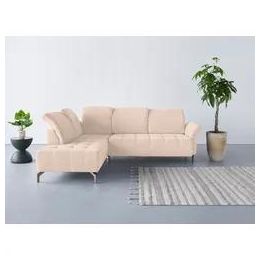 Ecksofa Inosign "Fresh L-Form" Sofas Gr. B/H/T: 260cm x 79cm x 220cm, Luxus-Microfaser ALTARA NUBUCK, Ottomane links, ohne Armteilverstellung-ohne Kopfteilverstellung, beige (creme) Federkern, wahlweise Kopfteilverstellung und motorischer Vorziehsitz