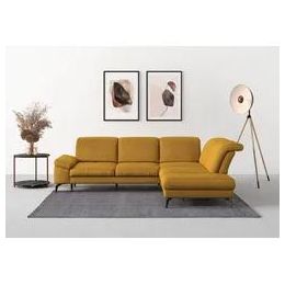 Sit & More Ecksofa SIT & MORE "Cabana L-Form" Sofas Gr. B/H/T: 303cm x 84cm x 244cm, Breitcord, Ottomane rechts, ohne Sitztiefenverstellung-ohne Kopfteilverstellung-ohne Armlehnfunktion-mit Federkern, gelb (mustard) Ottomane, wahlweise mit Sitztiefen-,Armlehnen- und Kopfteilfunktion