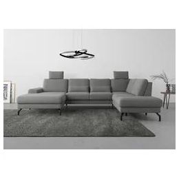 Sit & More Wohnlandschaft SIT&MORE "Cinturo U-Form" Sofas Gr. B/H/T: 345 cm x 91 cm x 226 cm, Soft clean, mega-Recamiere links, inklusive Sitztiefenverstellung-inklusive Federkern, grau inklusive Sitztiefenverstellung und Federkern, Sitzhöhe 48 cm