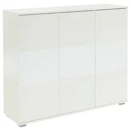 Hochkommode Priess Sideboards Gr. B: 123cm, 3 Türen, weiß (weiß/weißglas) Türkommode