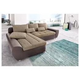 Sit & More Ecksofa SIT & MORE "Top Bandos L-Form" Sofas Gr. B/H/T: 269cm x 83cm x 173cm, Luxus-Kunstleder-Struktur, Recamiere links, ohne Bettfunktion, braun (mokka, cappuccino) in 2 unterschiedlichen Größen, wahlweise mit Bettfunktion