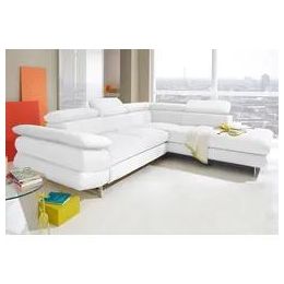 Ecksofa Inosign "Solution L-Form" Sofas Gr. B/H/T: 262cm x 73cm x 228cm, Kunstleder SOFTLUX, Ottomane rechts, mit Bettfunktion, weiß (altweiß) wahlweise mit Bettfunktion