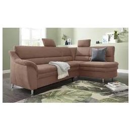 Sit & More Ecksofa SIT & MORE "Cardoso L-Form" Sofas Gr. B/H/T: 250cm x 90cm x 175cm, Struktur, Ottomane rechts, keine Funktion, braun mit Federkern, wahlweise Bettfunktion und Schubkasten