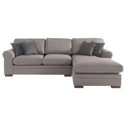 Ecksofa Home Affaire "Broughton L-Form" Sofas Gr. B/H/T: 279 cm x 92 cm x 178 cm, Struktur fein, Ottomane rechts, beige weicher Sitzkomfort, incl. 4 Zierkissen, Keder