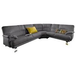 Ecksofa Trendmanufaktur "Cecilia in italienischem Design, modern und komfortabel, L-Form" Sofas Gr. B/H/T: 280cm x 87cm x 240cm, Microfaser PRIMABELLE, langer Schenkel links, ohne Funktion, grau (anthrazit) bequeme Armlehnen, mit langem Schenkel