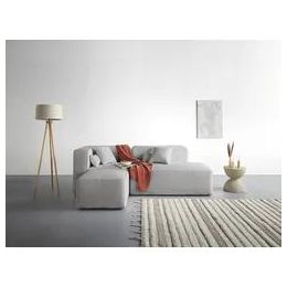 Ecksofa Andas "Sundstrup L-Form" Sofas Gr. B/H/T: 233cm x 76,5cm x 93cm, Bouclé, Recamiere rechts, grau (hellgrau) Modulserie, individuelle Zusammenstellung