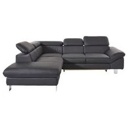 Ecksofa COTTA "Driver L-Form" Sofas Gr. B/H/T: 268cm x 73cm x 214cm, Kunstleder SOFTLUX, Ottomane links, mit Kopfteilverstellung-mit Bettfunktion und Bettkasten, schwarz mit Kopfteilverstellung, wahlweise Bettfunktion