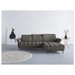 Ecksofa Inosign "Fresh L-Form" Sofas Gr. B/H/T: 281 cm x 79 cm x 185 cm, Olympia EASY CLEAN, mega-Recamiere rechts, ohne Armteilverstellung-ohne Kopfteilverstellung, grau (mittelgrau) Federkern, wahlweise Kopfteilverstellung und motorischer Vorziehsitz