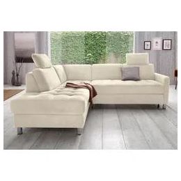 Sit & More Ecksofa SIT & MORE "Pablo L-Form", beige (creme), B:233cm H:78cm T:196cm, Struktur fein (100% Polyester), Struktur (100% Polyester), Sofas, wahlweise mit Bettfunktion