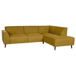 Ecksofa DOMO collection "Amora L-Form" Sofas Gr. B/H/T: 263cm x 81cm x 191cm, Struktur fein, Ottomane rechts, Mit Federkern, gelb mit Federkern