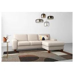 Ecksofa Home Affaire "Vision L-Form" Sofas Gr. B/H/T: 252cm x 90cm x 164cm, Luxus-Microfaser Euphoria, Recamiere rechts, ohne Bettfunktion-ohne Bettkasten, grau (elephant) mit Federkern, wahlweise Bettfunktion und Bettkasten