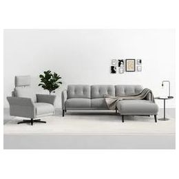 Sit & More Ecksofa SIT & MORE "Scandia L-Form" Sofas Gr. B/H/T: 269cm x 82cm x 183cm, Luxus-Microfaser Euphoria, Recamiere rechts, Ohne Kopfteilverstellung-Ohne Armteilfunktion-Mit schwarzen matten Metallfüßen, grau Wahlweise mit Kopfteilverstellung und Armteilfunktion