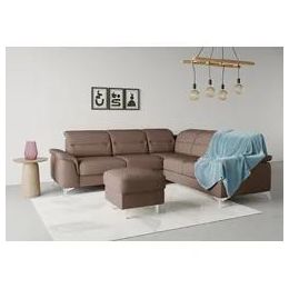 Sit & More Ecksofa SIT & MORE "Sinatra L-Form" Sofas Gr. B/H/T: 251cm x 85cm x 231cm, Struktur weich, langer Schenkel rechts, Ohne Kopfteilverstellung-Ohne Armteilfunktion-Ohne Bettfunktion-Ohne Schubkasten, braun (espresso) optional mit Kopfteilverstellung und Armteilfunktion