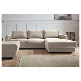 Ecksofa Andas "Hobro L-Form" Sofas Gr. B/H/T: 264cm x 80cm x 175cm, Samtoptik, Recamiere rechts, beige in 3 Bezugsqualitäten vielen Farben, Design by Morten Georgsen